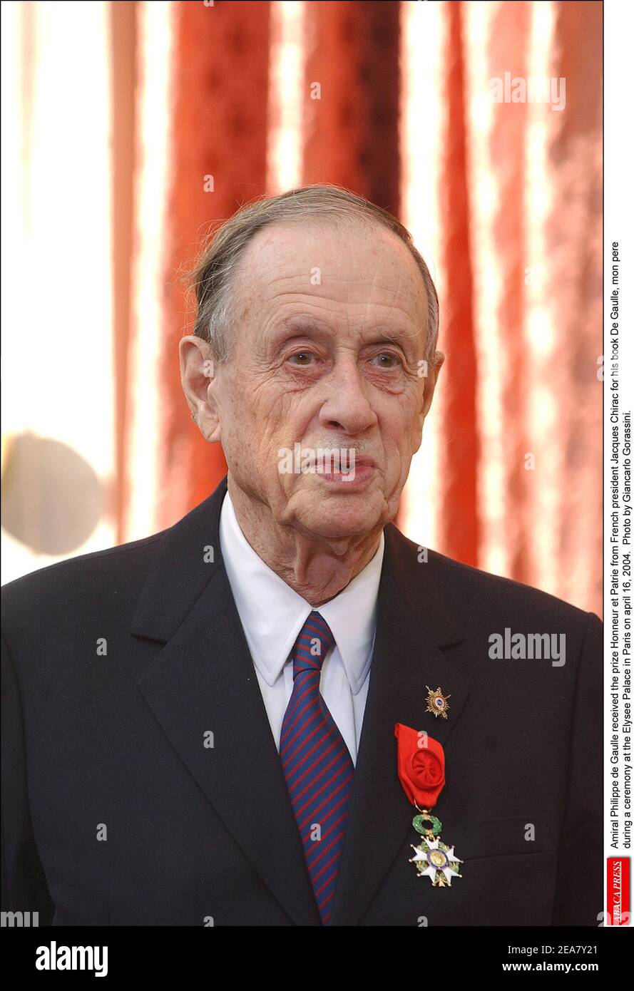 Amiral Philippe de Gaulle received the prize Honneur et Patrie from ...