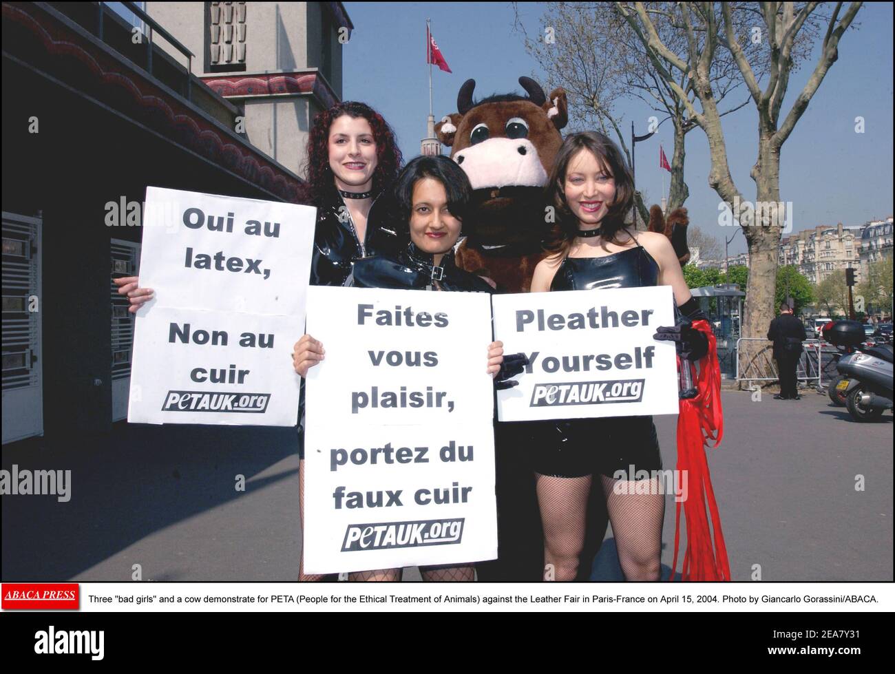 Three bad girls and a cow demonstrate for PETA (People for the Ethical ...