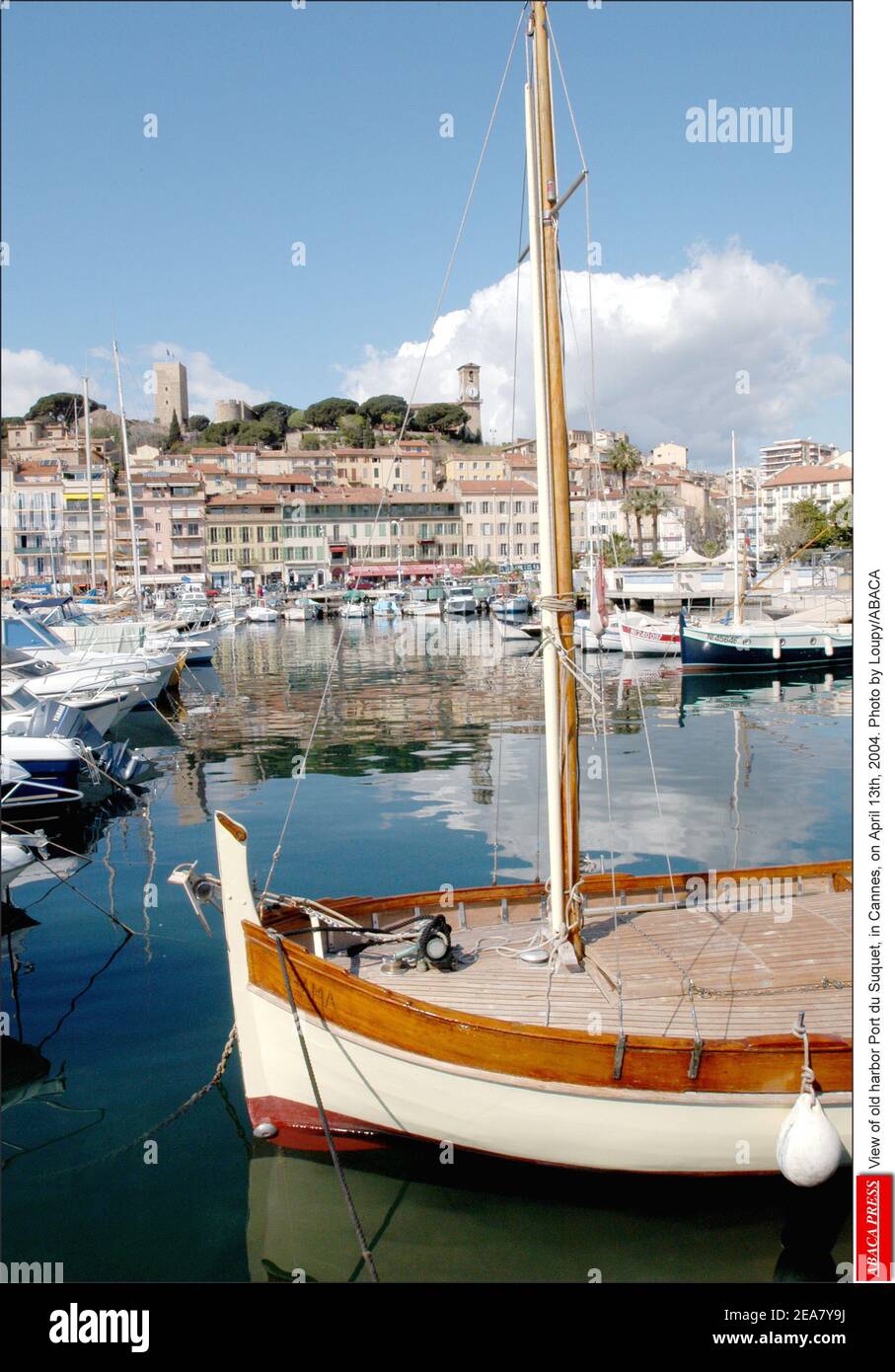 View of old harbor Port du Suquet, in Cannes, on April 13th, 2004 ...