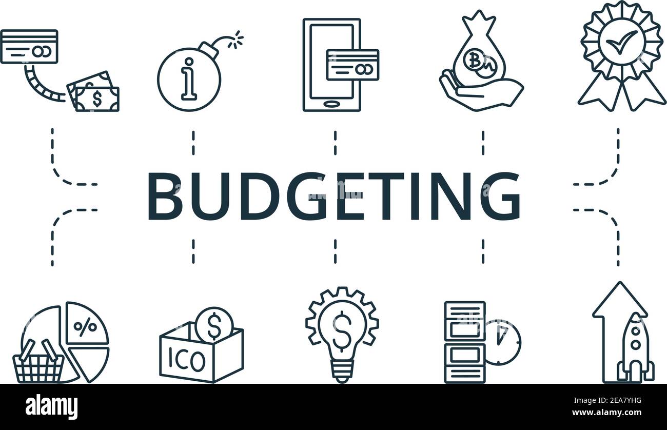 Budgeting icon set. Collection contain pack of pixel perfect creative ...