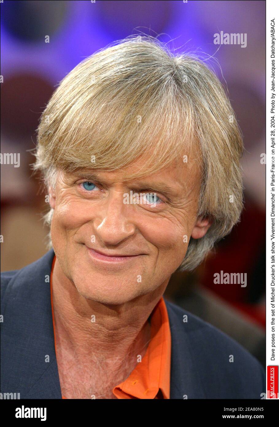 Dave poses on the set of Michel Drucker's talk show 'Vivement Dimanche ...