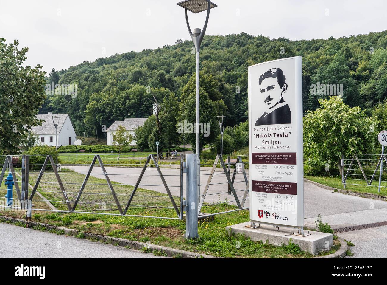 Smiljan, Croatia - Aug 12, 2020: Nikola Tesla Memorial Centre entrance ...
