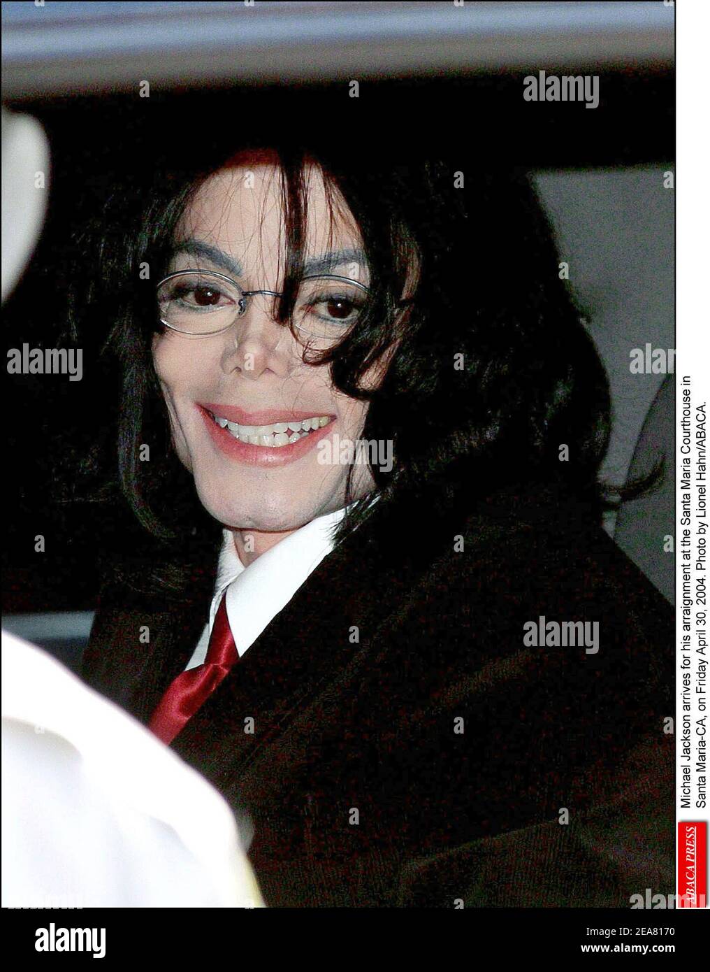 Michael Jackson arrives for his arraignment at the Santa Maria ...