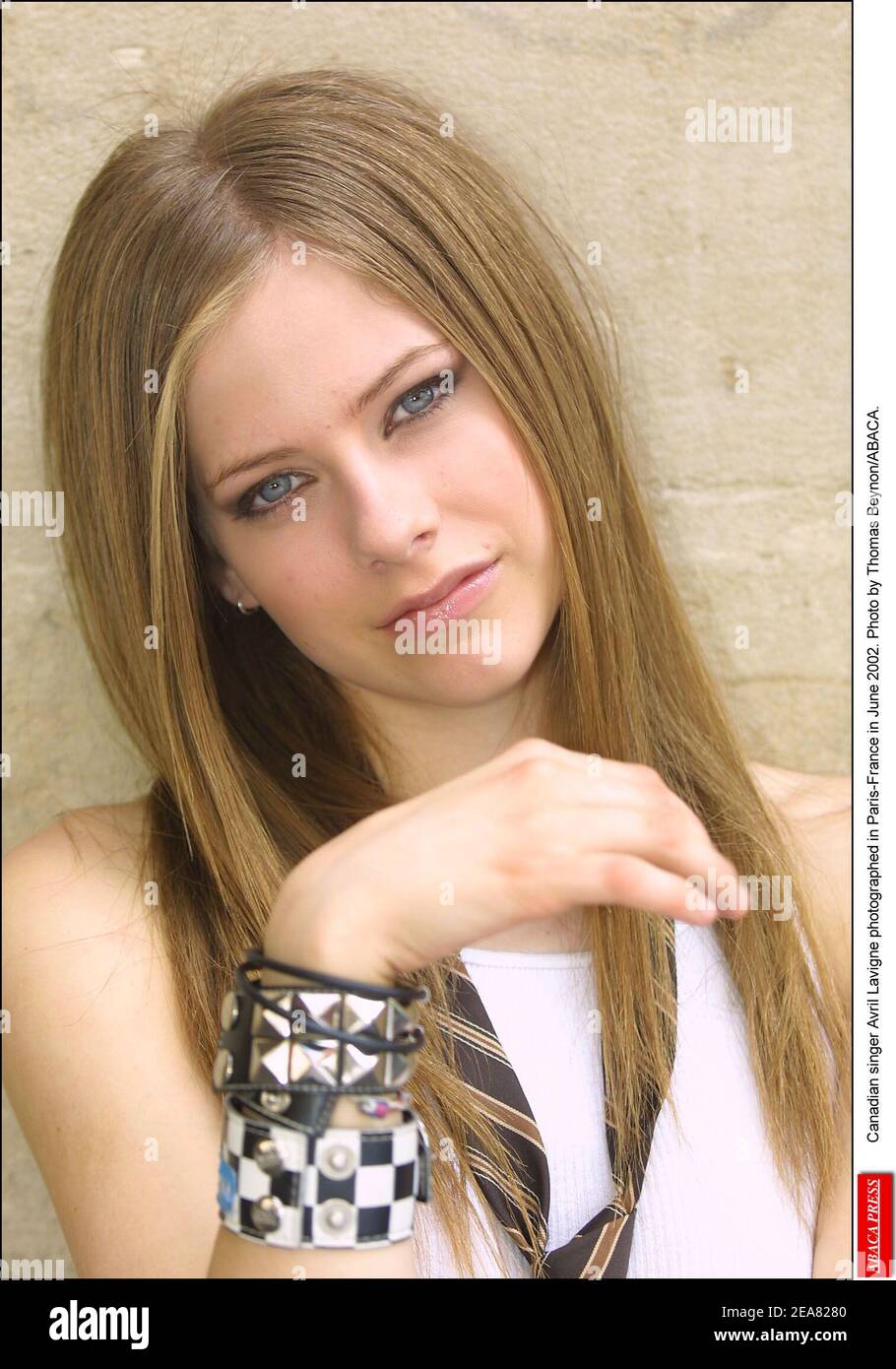 Canadian singer Avril Lavigne photographed in Paris-France in June 2002 ...