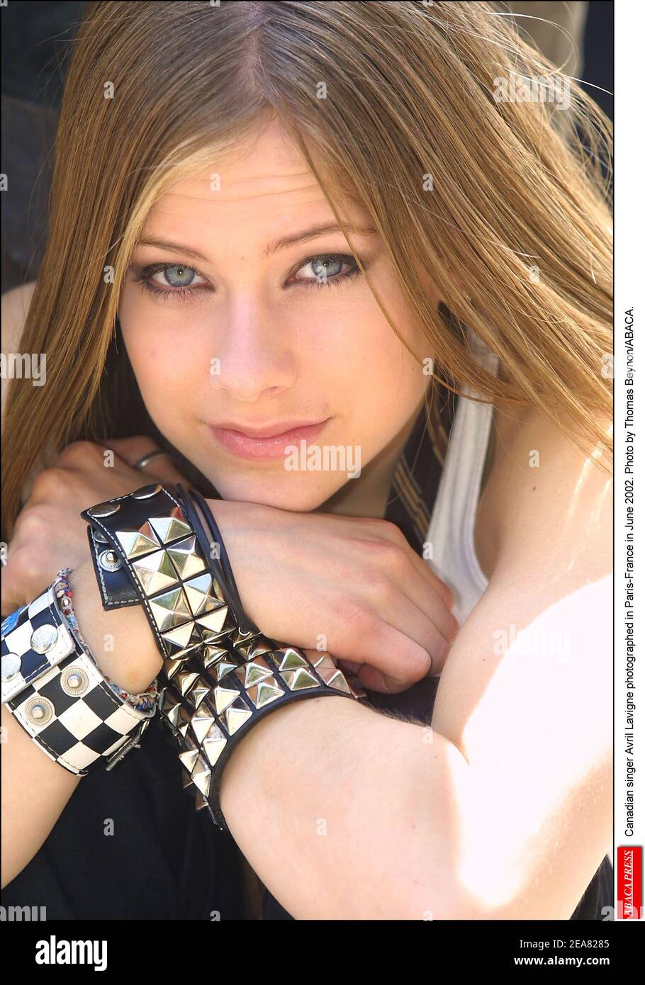 Canadian singer Avril Lavigne photographed in Paris-France in June 2002 ...