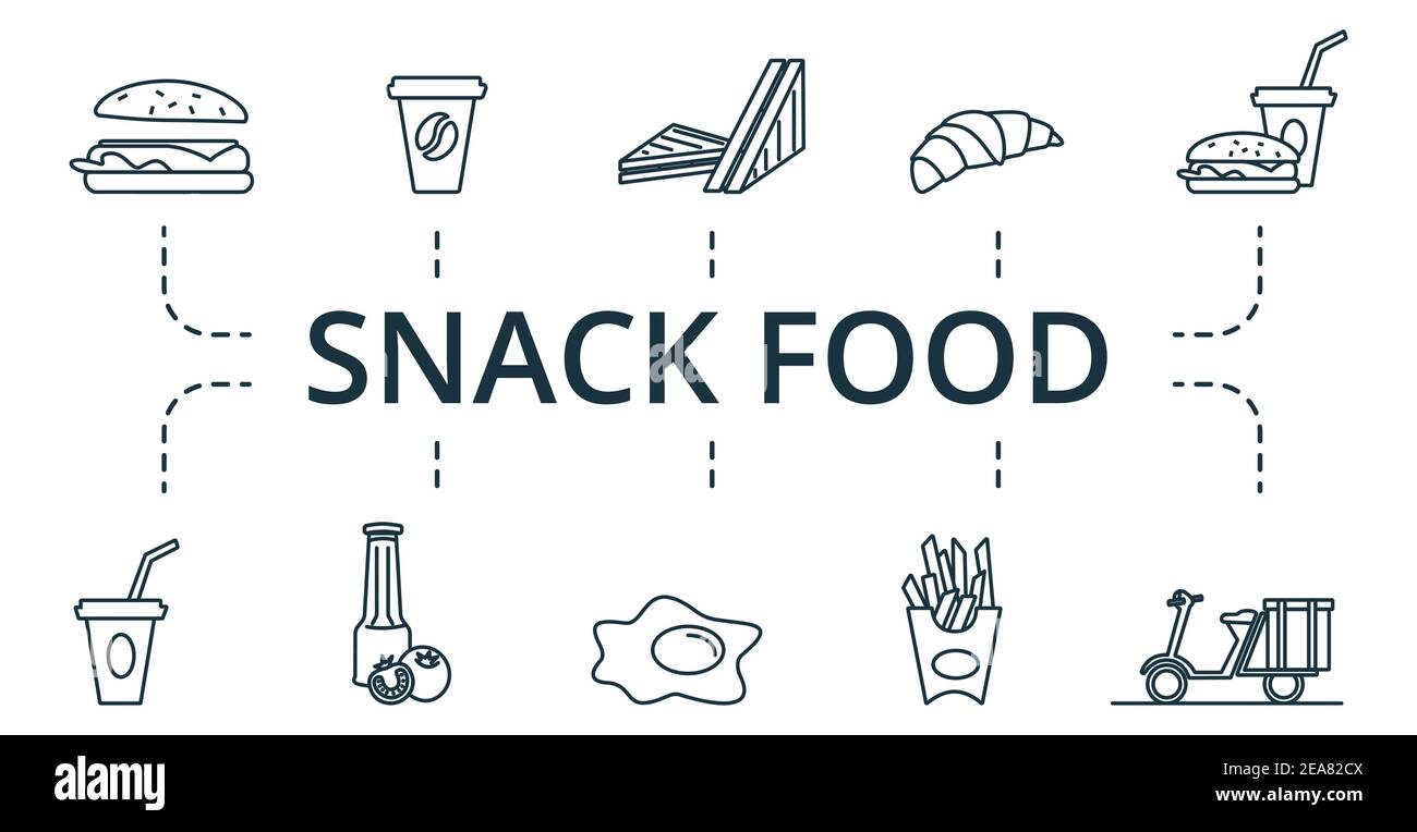 Snack Food icon set. Collection contain pack of pixel perfect creative ...
