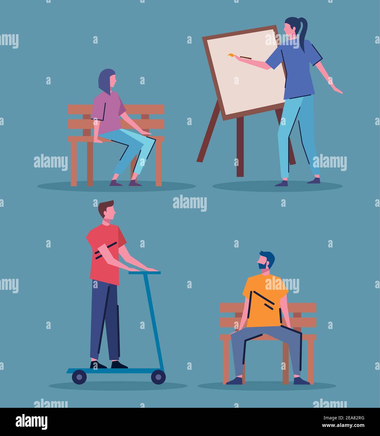 young people practicing activities characters Stock Vector Image & Art ...