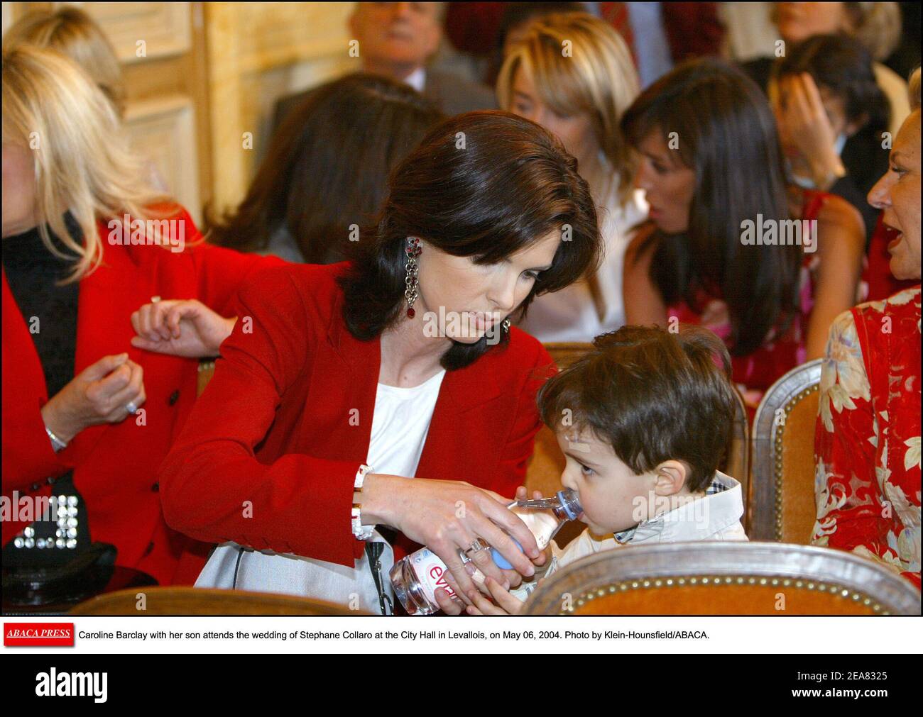 Caroline Barclay with her son attends the wedding of Stephane Collaro ...