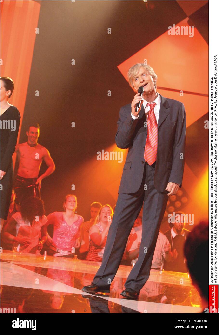 Dutch singer Dave during the taping of 'Generation succes' in Paris ...