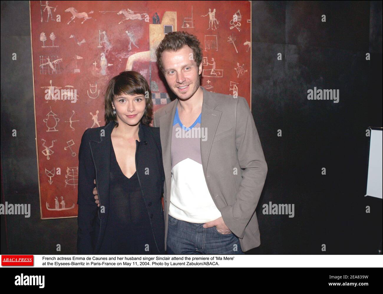 French actress Emma de Caunes and her husband singer Sinclair attend ...