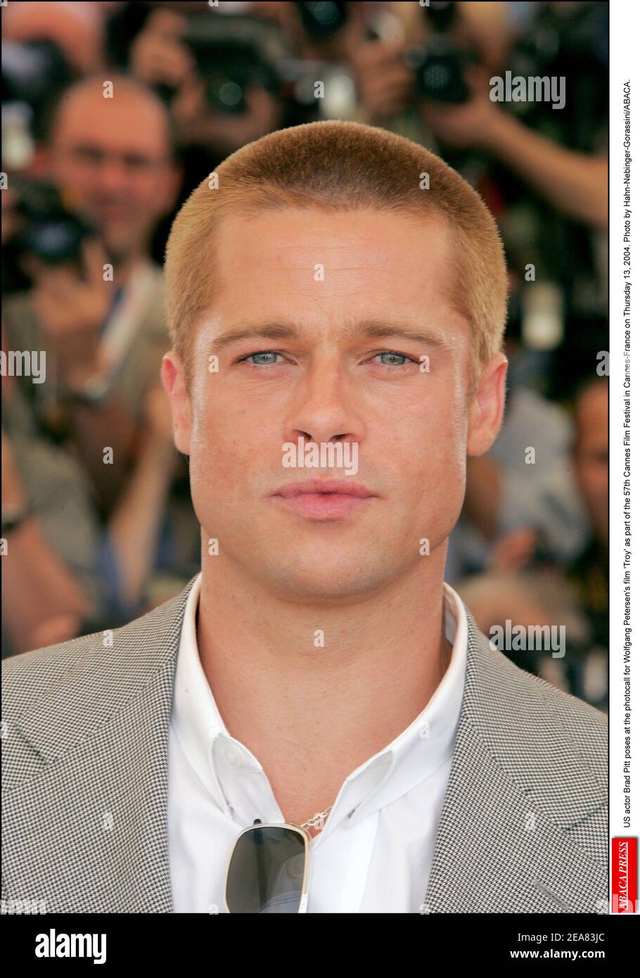 US actor Brad Pitt poses at the photocall for Wolfgang Petersen's film ...