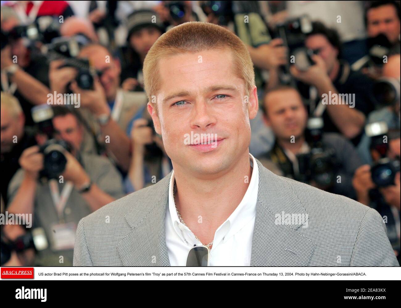 US actor Brad Pitt poses at the photocall for Wolfgang Petersen's film ...