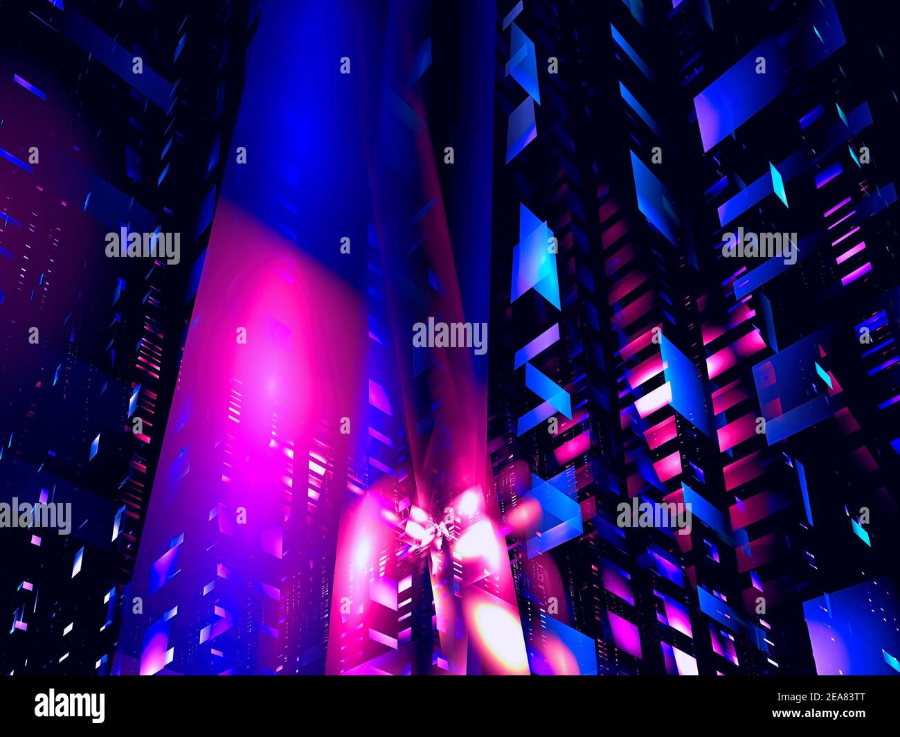 Abstract neon glowing background - digitally generated 3d illustration ...