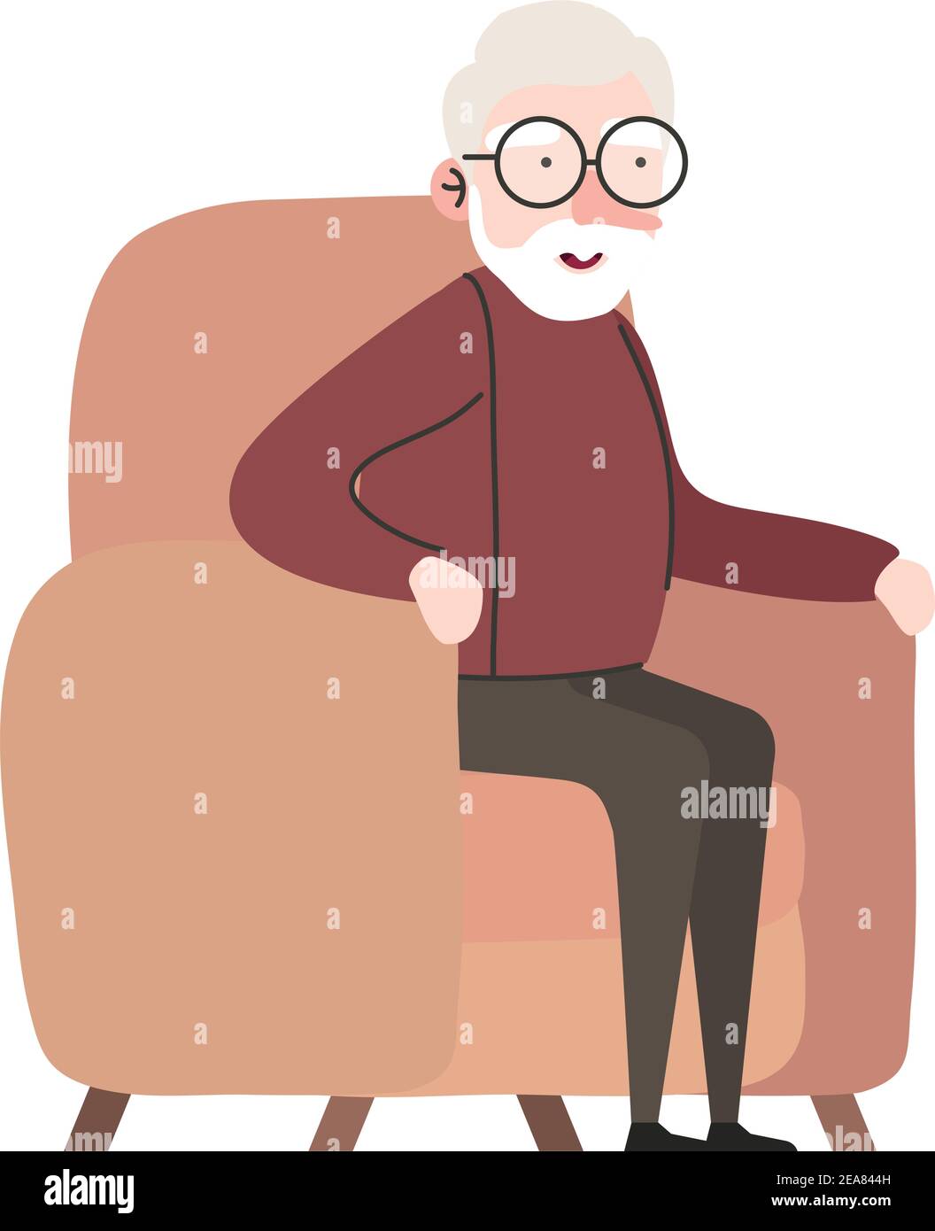 cute granfather member seated in sofa character Stock Vector Image ...