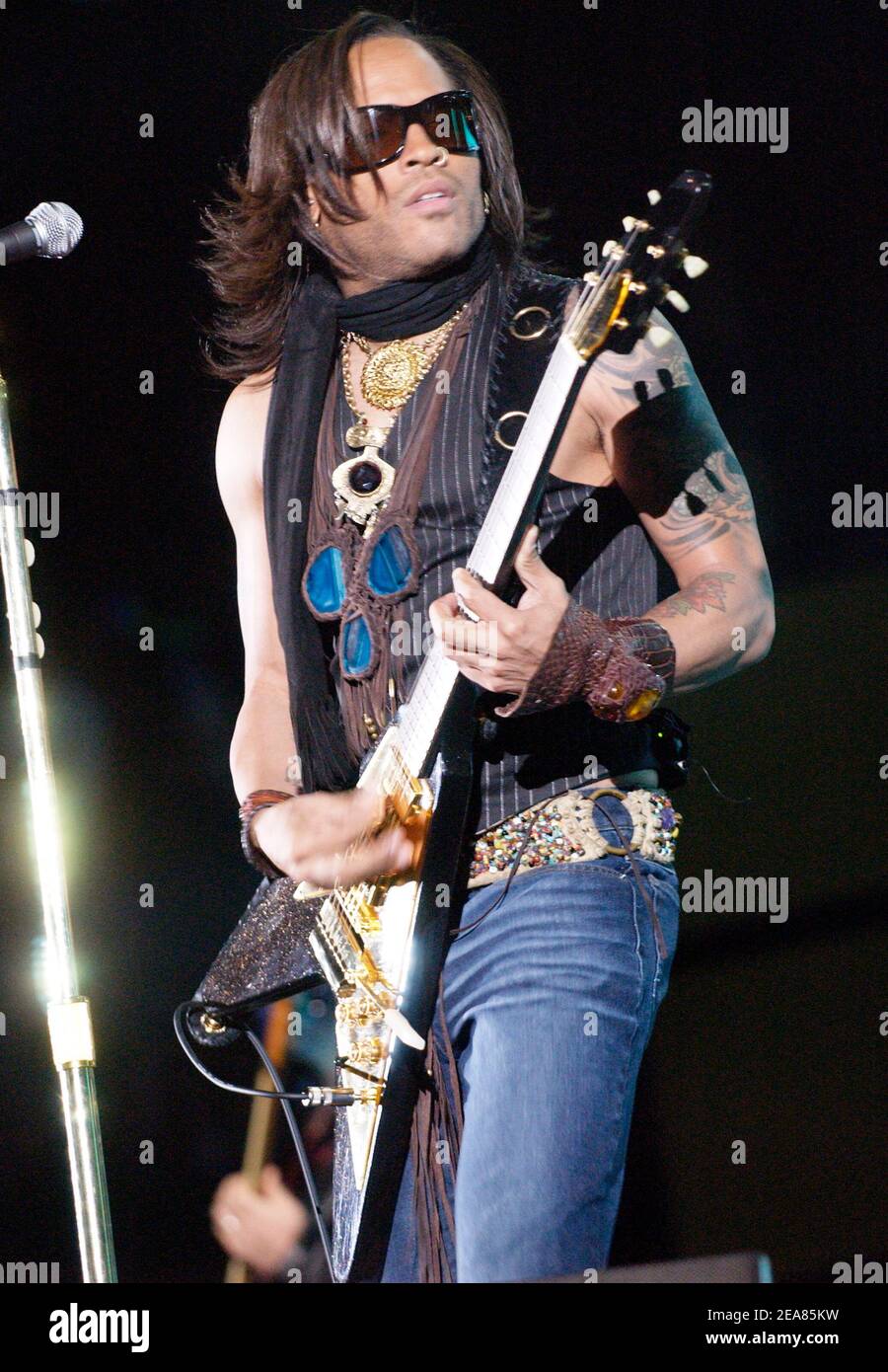 Lenny Kravitz performing at 102.7 KIIS FM's Wango Tango On-Air Concert ...