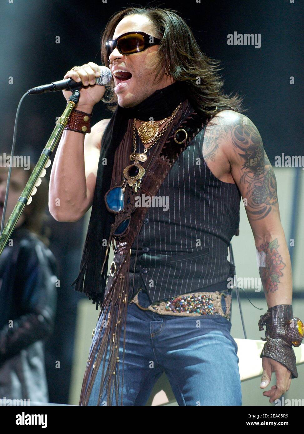Lenny Kravitz performing at 102.7 KIIS FM's Wango Tango On-Air Concert ...