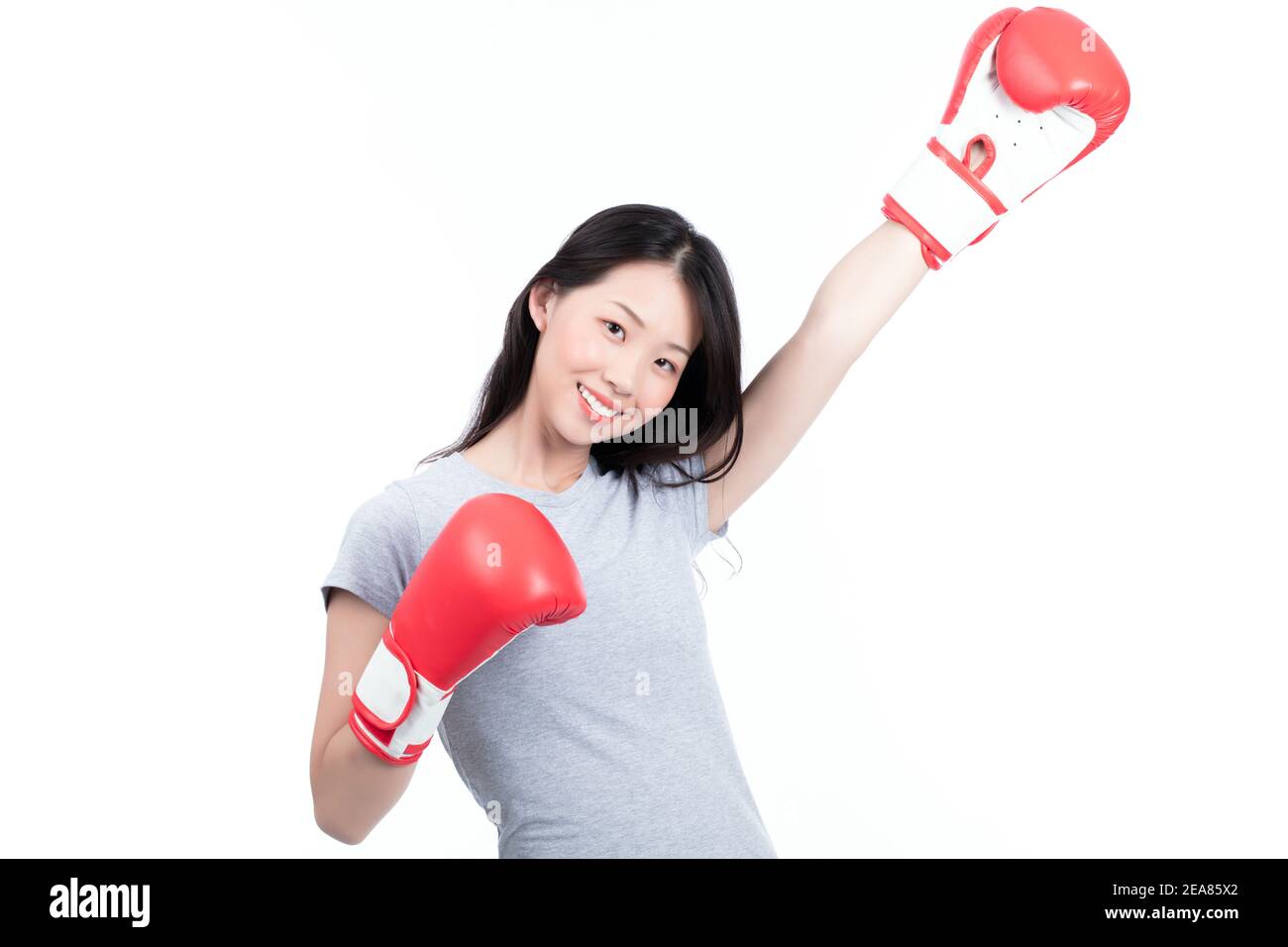 Attractive asian female boxer training hi-res stock photography and ...
