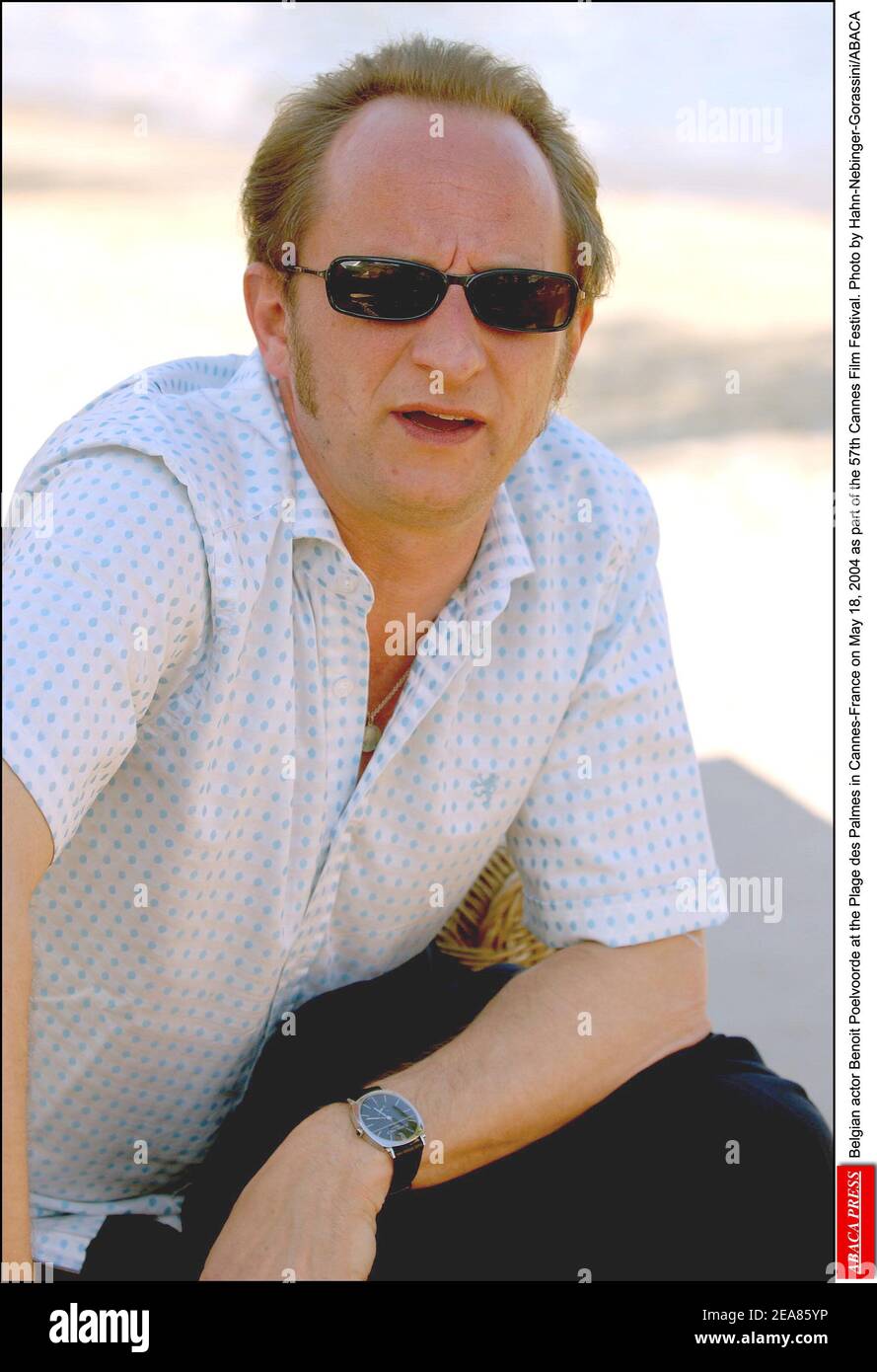 Belgian actor Benoit Poelvoorde at the Plage des Palmes in Cannes ...