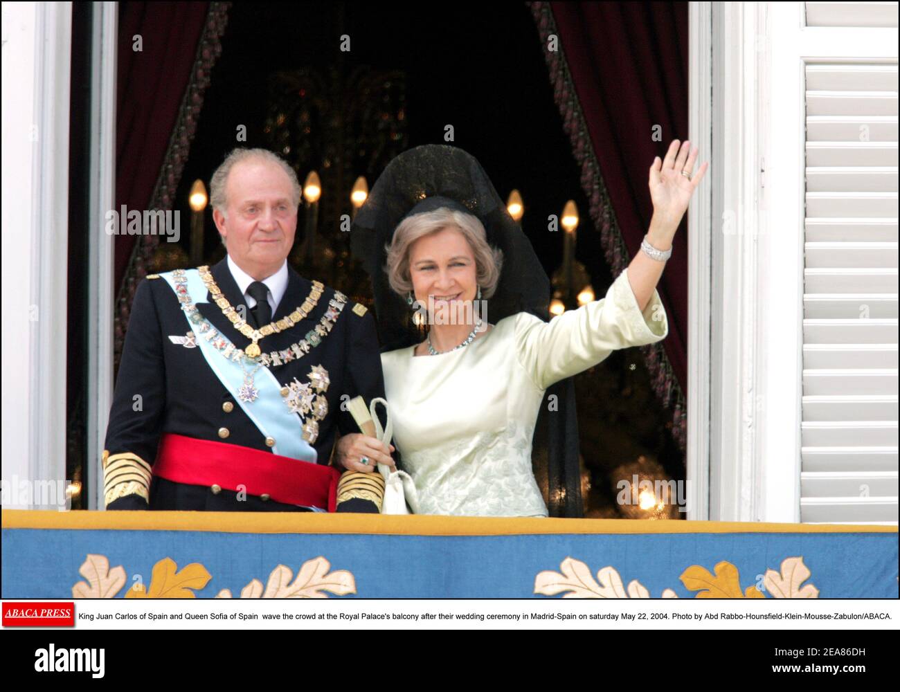 King Juan Carlos of Spain and Queen Sofia of Spain wave the crowd at ...