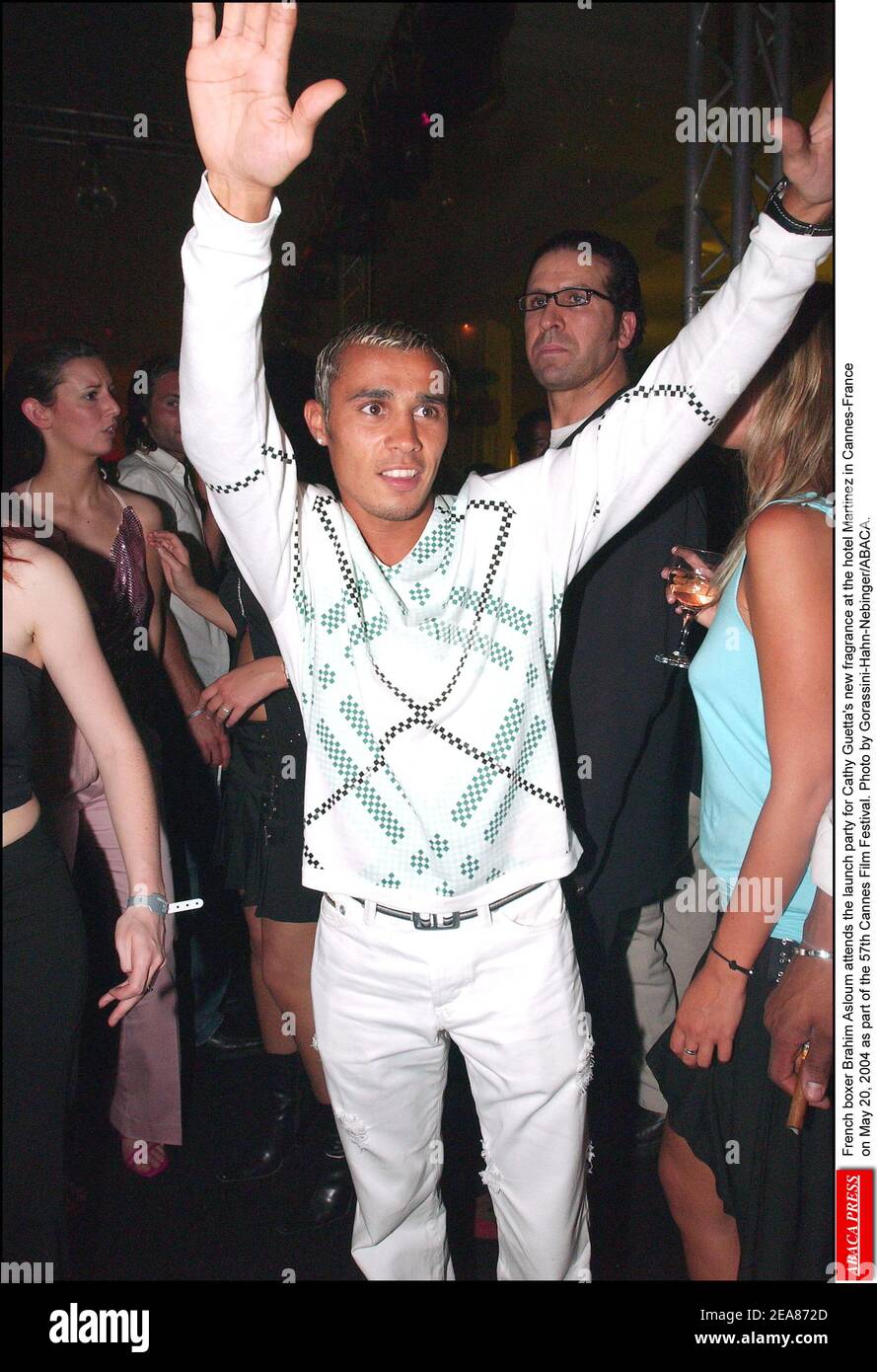 French boxer Brahim Asloum attends the launch party for Cathy Guetta's ...