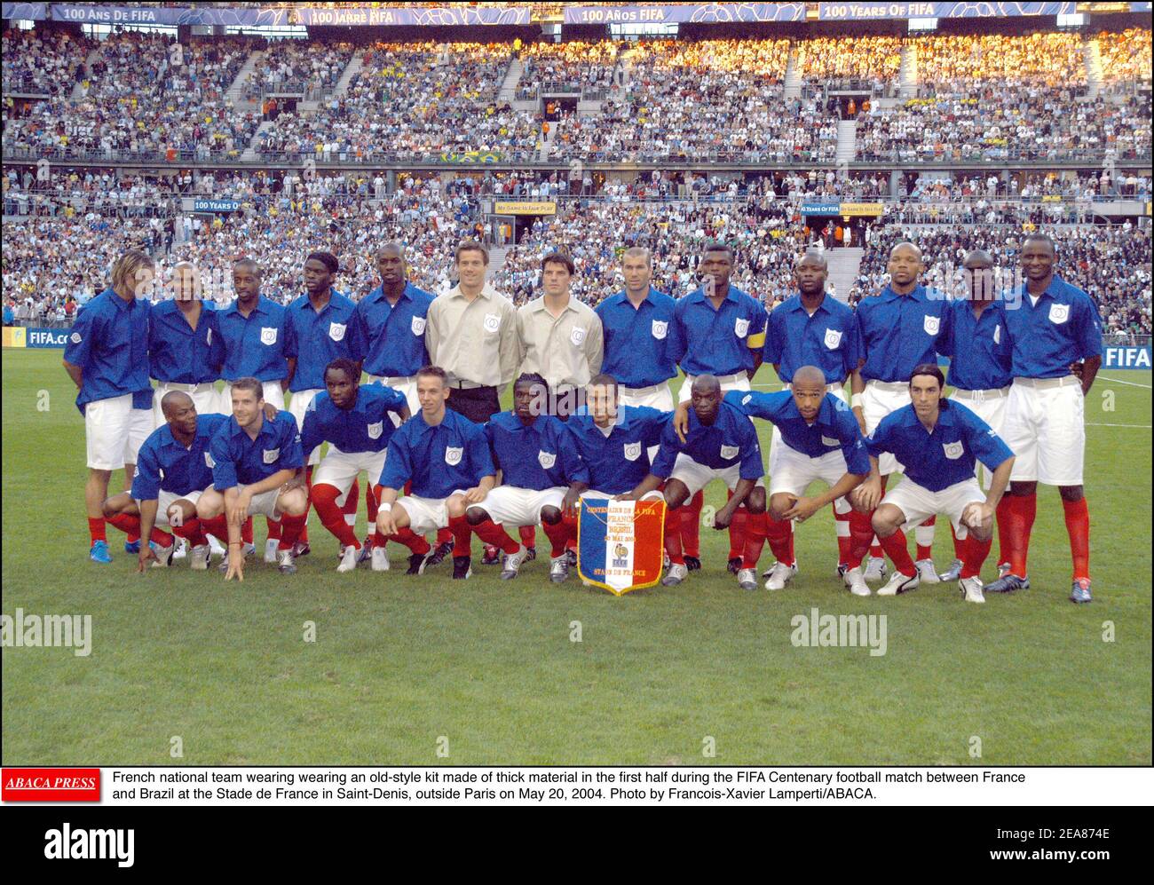 French national team wearing an old-style kit made of thick material in ...