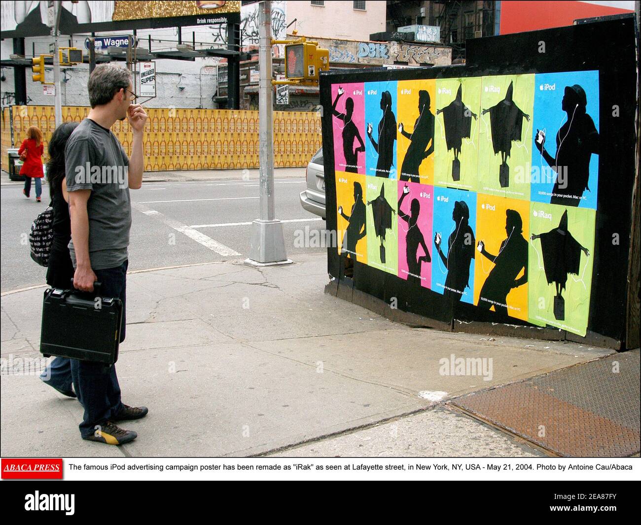 The famous iPod advertising campaign poster has been remade as iRaq as ...