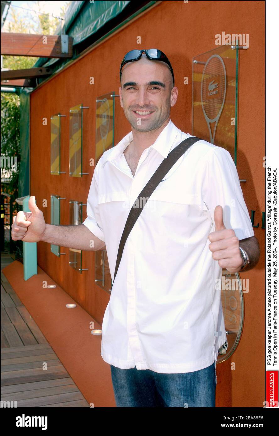 PSG goalkeeper Jerome Alonso pictured outside the Roland Garros ...