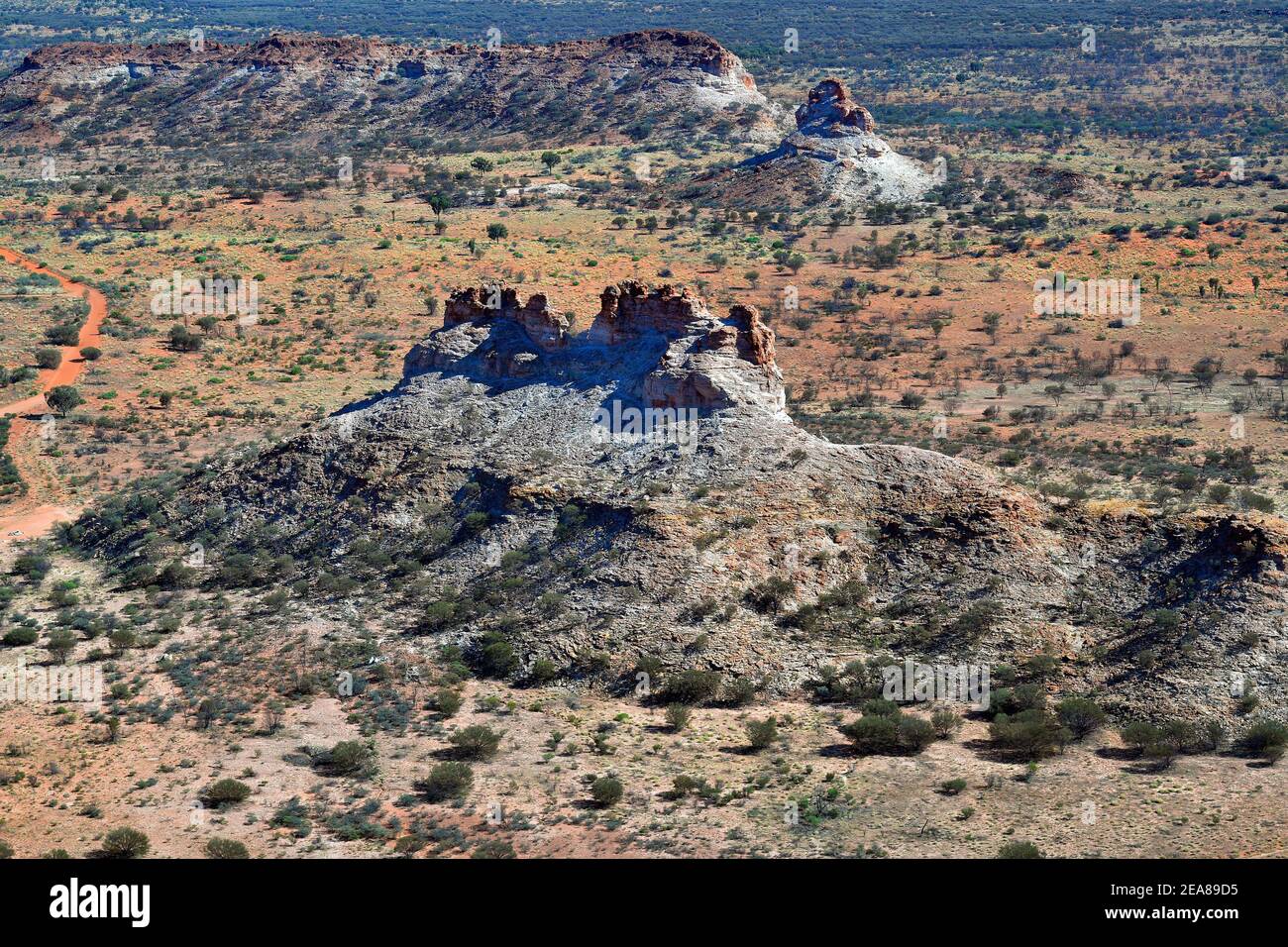Australia, NT, aerial view of Chambers Pillar historical reserve with ...