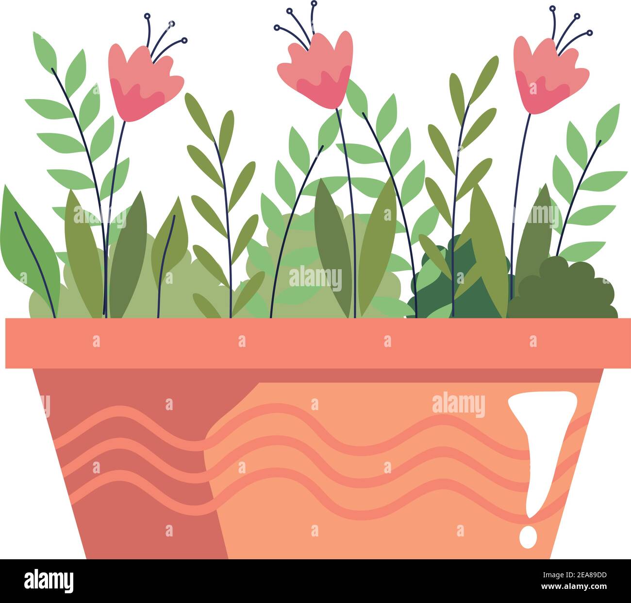 Plant in pot pink flowers Stock Vector Images - Alamy