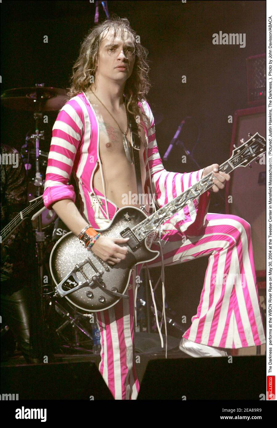 The Darkness performs at the WBCN River Rave on May 30, 2004 at the ...