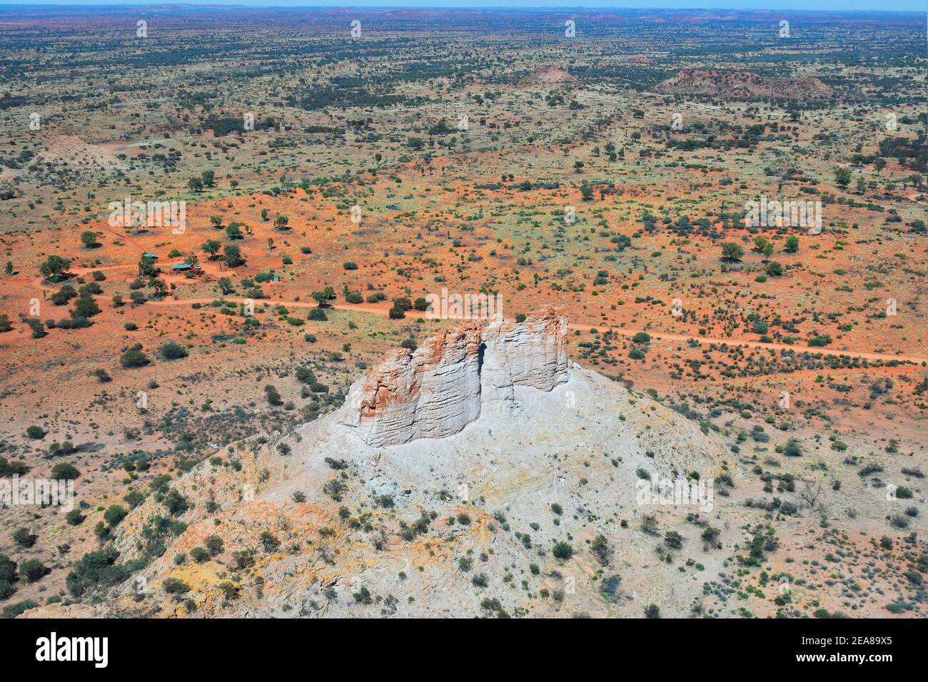 Australia, NT, aerial view of Chambers Pillar historical reserve with ...