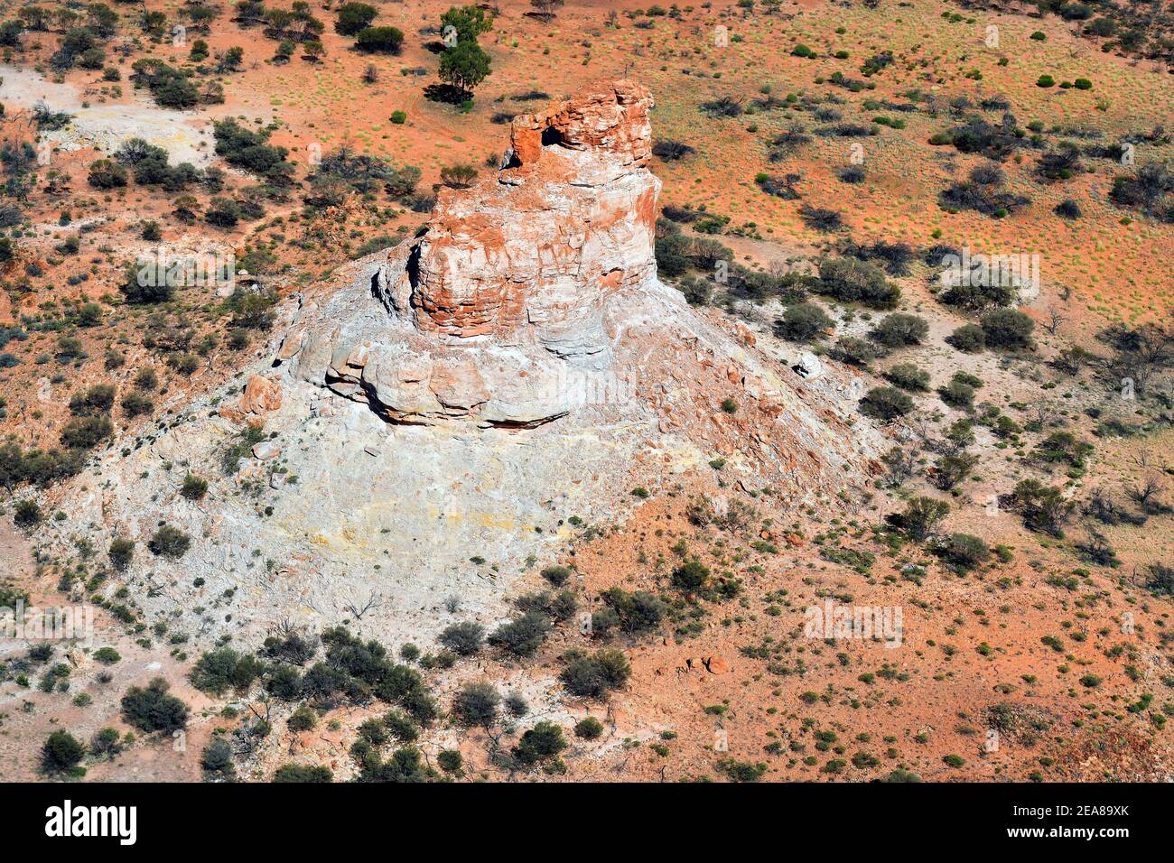 Australia, NT, aerial view of Chambers Pillar historical reserve with ...
