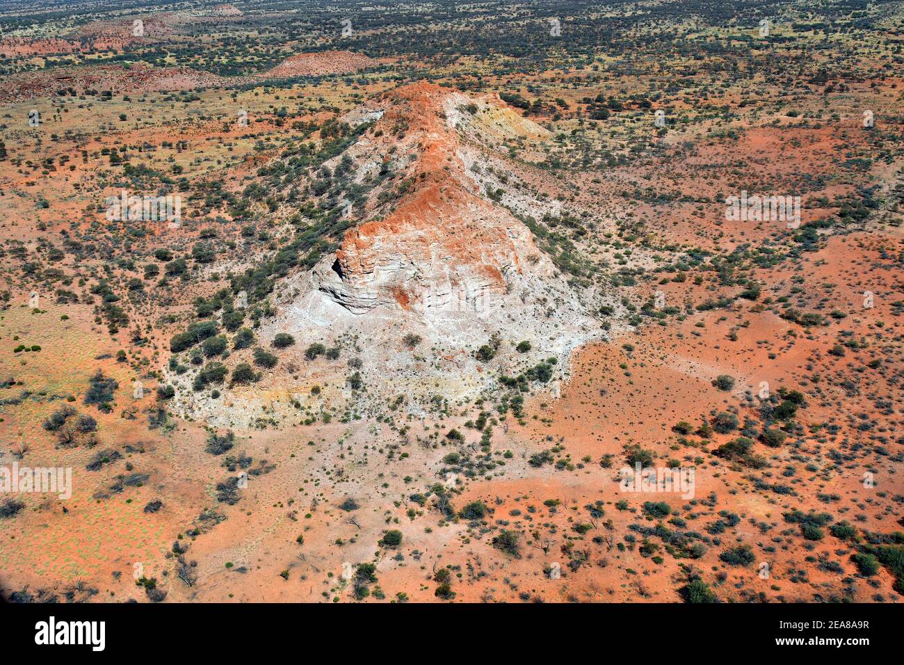 Australia, NT, aerial view of Chambers Pillar historical reserve with ...