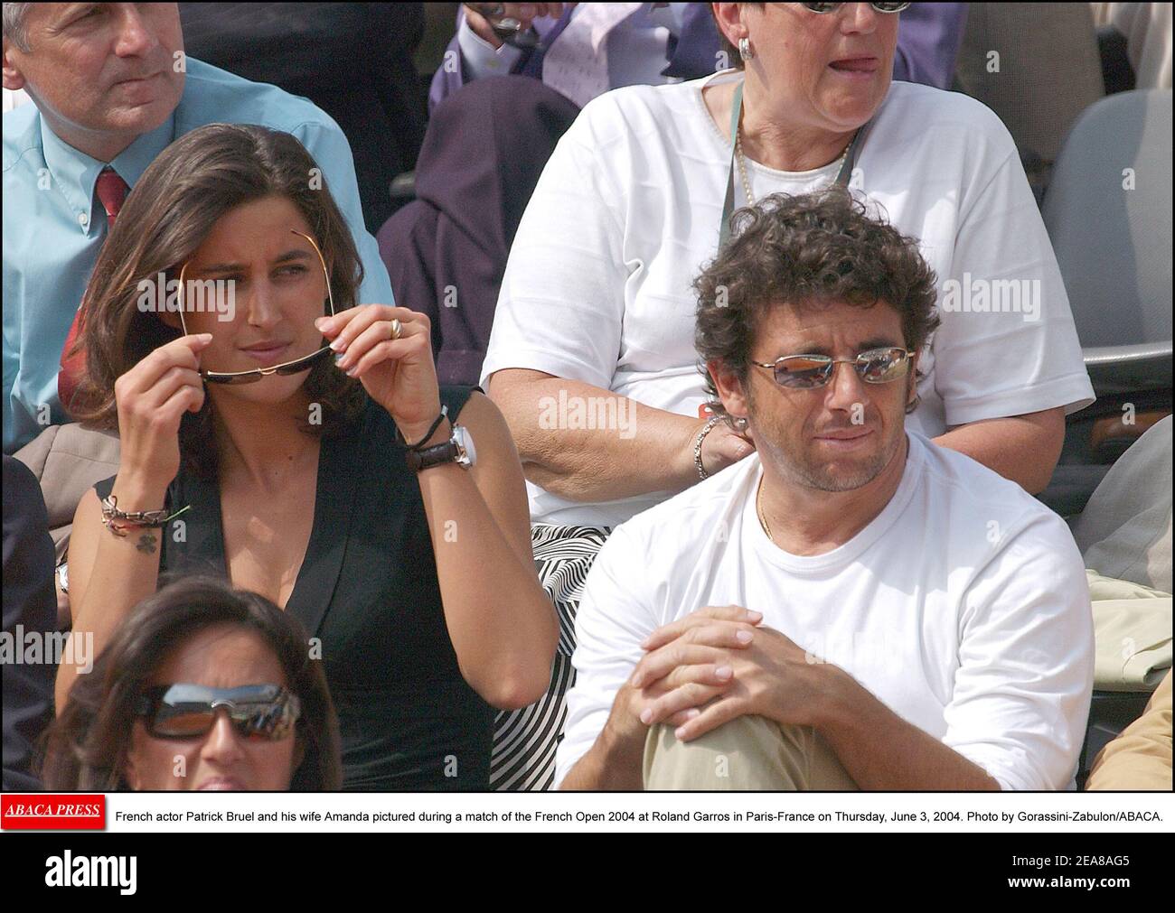 French actor Patrick Bruel and his wife Amanda pictured during a match ...