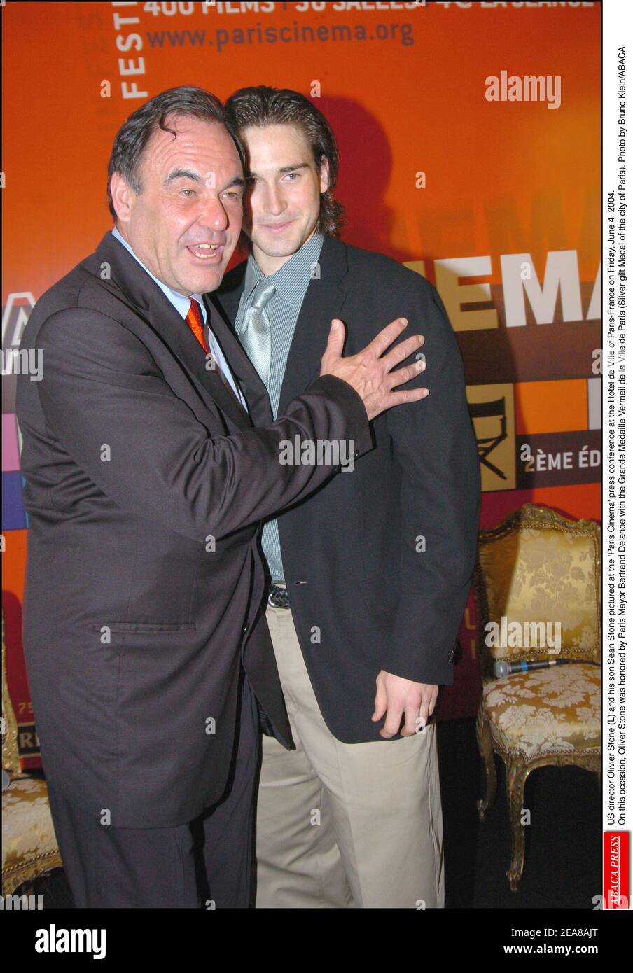 US director Oliver Stone (L) and his son Sean Stone pictured at the ...