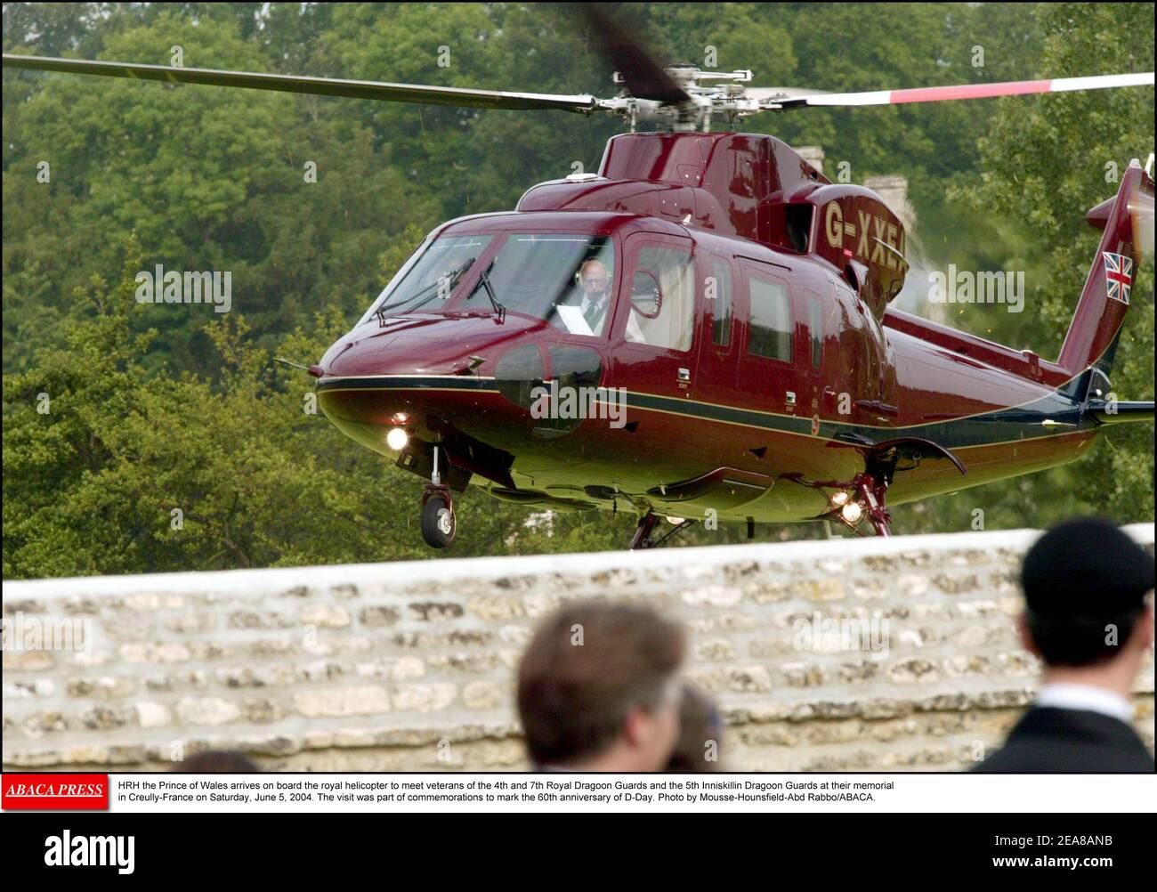 HRH the Prince of Wales arrives on board the royal helicopter to meet ...