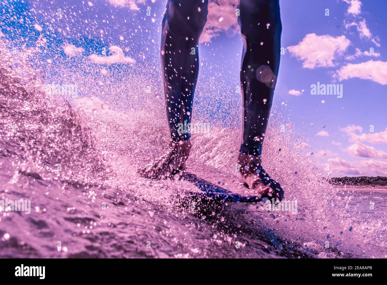 surfer longboard nose ride sunrise Stock Photo - Alamy