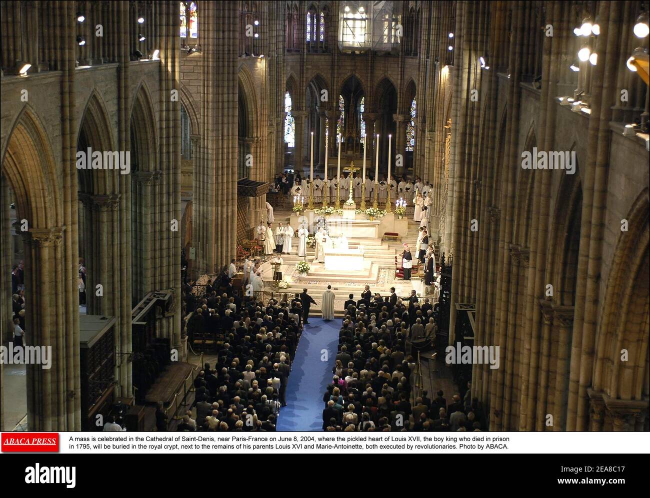 A mass is celebrated in the Cathedral of Saint-Denis, near Paris-France ...
