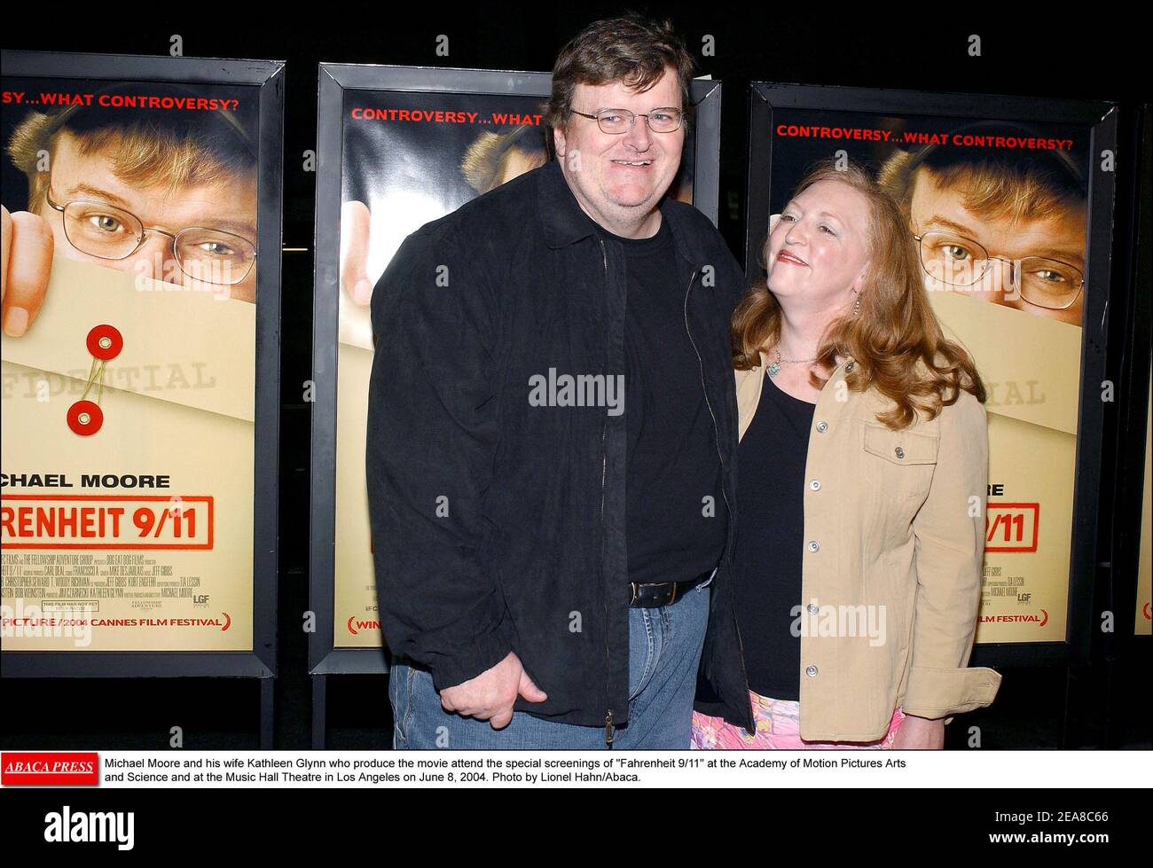 Michael Moore and his wife Kathleen Glynn who produce the movie attend ...