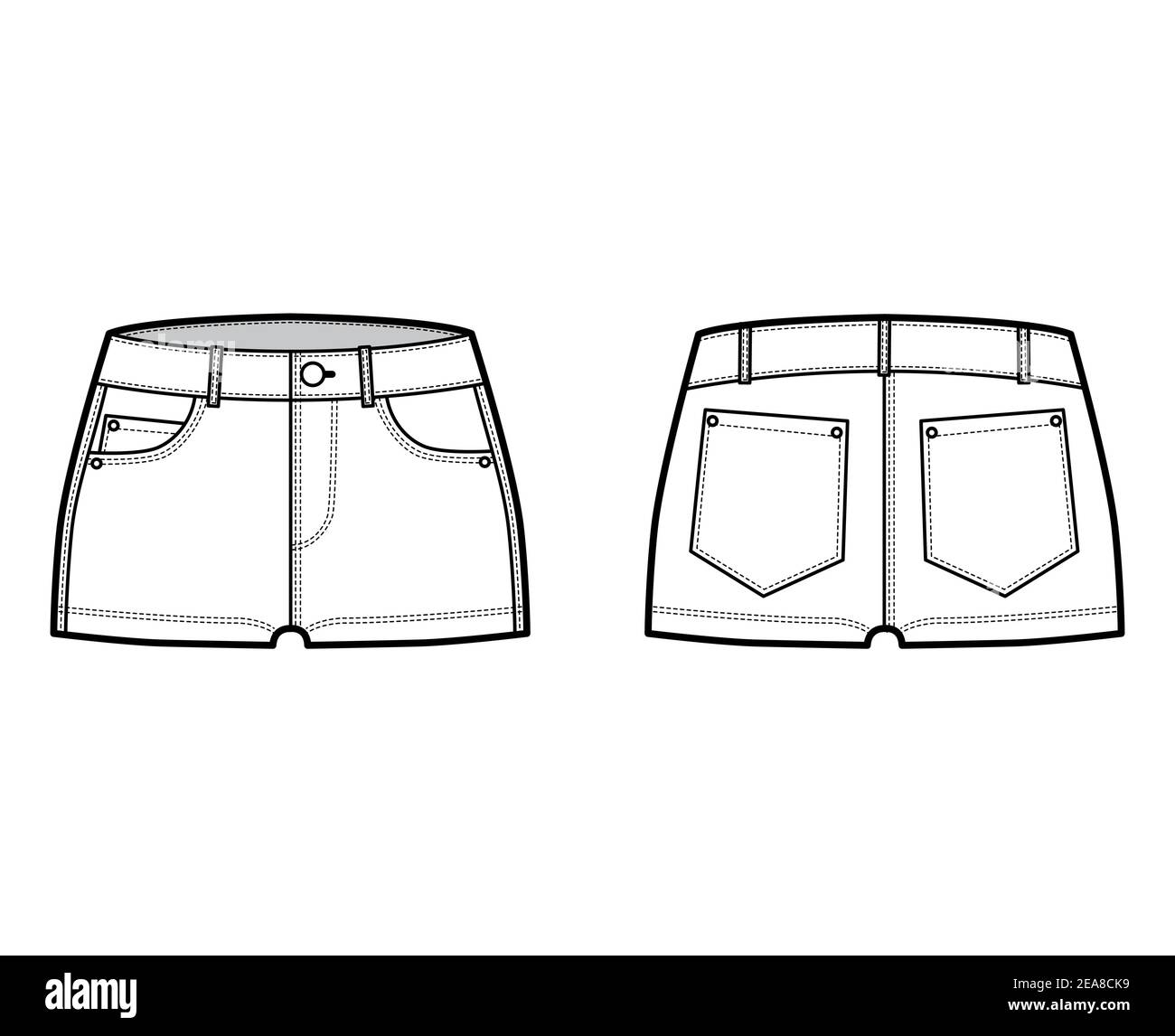 Black denim short shorts Stock Vector Images - Alamy