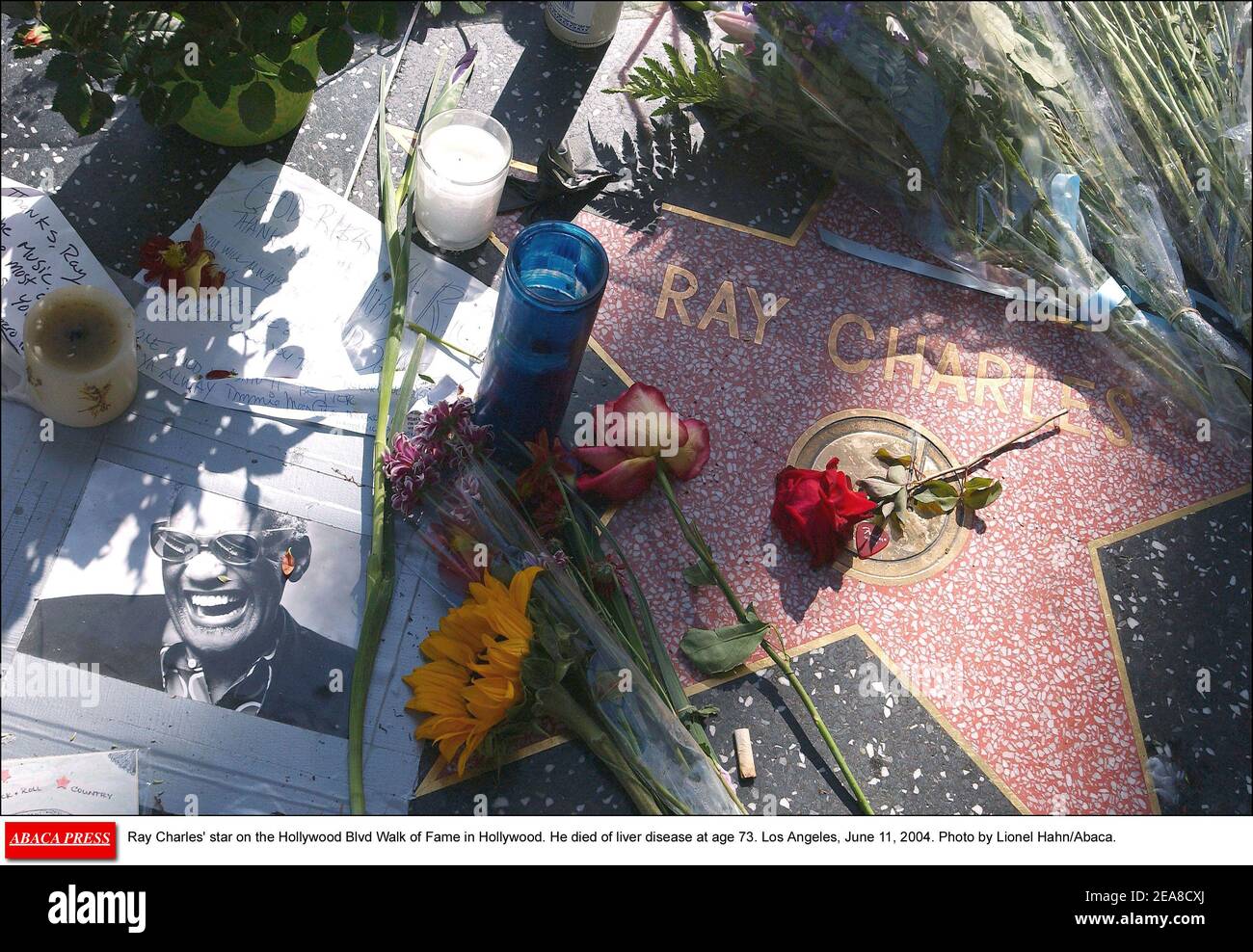 Ray Charles' star on the Hollywood Blvd Walk of Fame in Hollywood. He ...