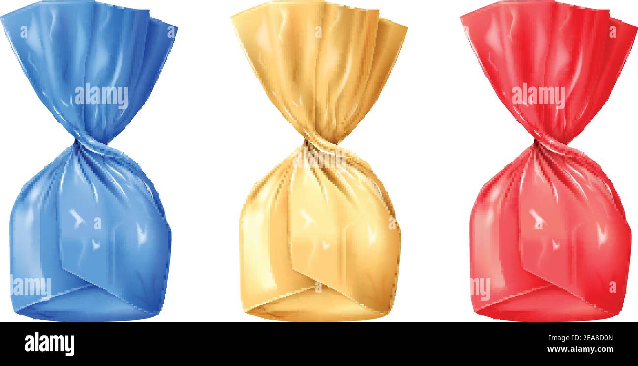 Set of wrapped candies isolated on white background. Photo-realistic ...