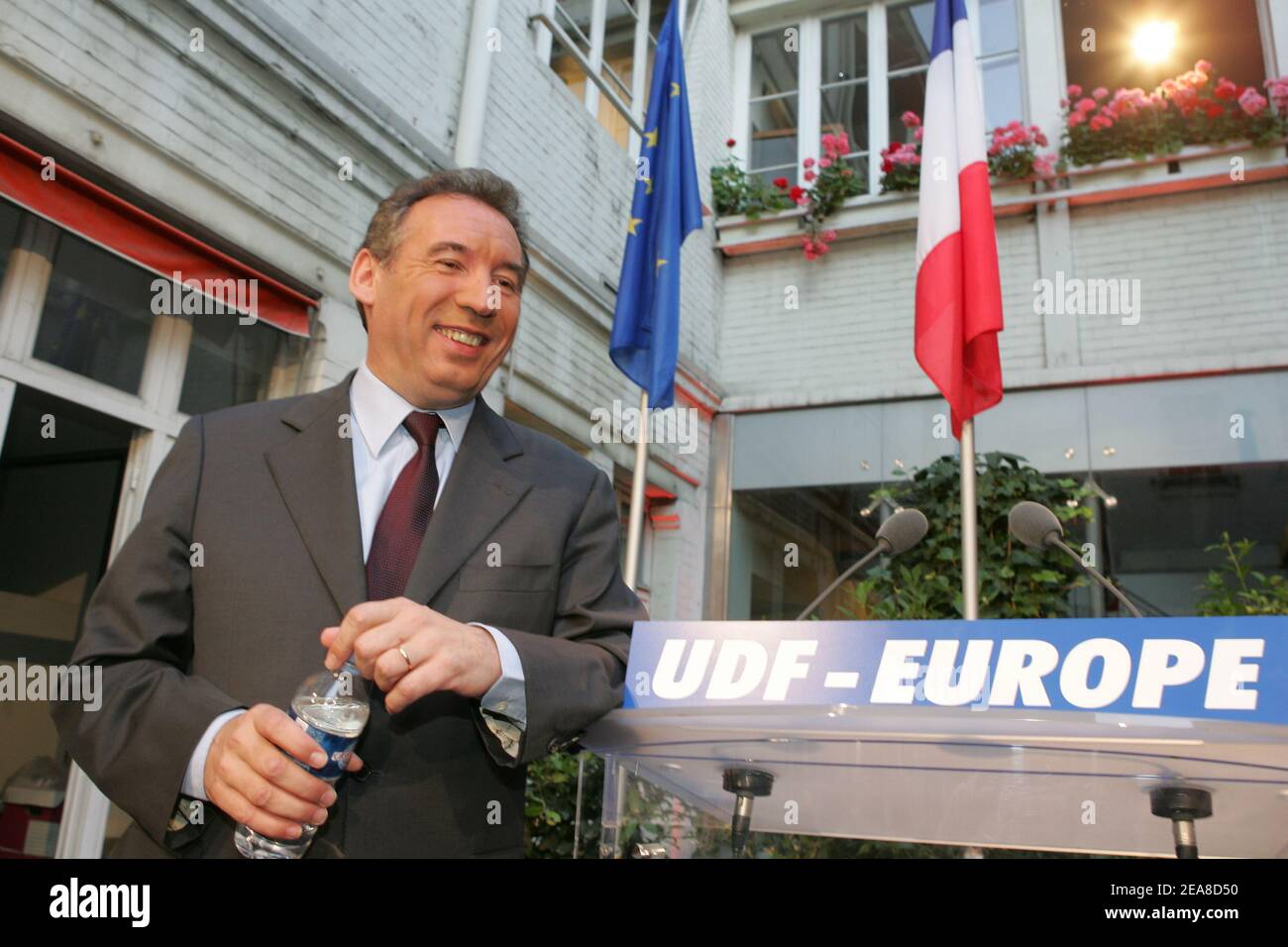 UDF Party President Fran ois Bayrou pictured at his party's head office ...