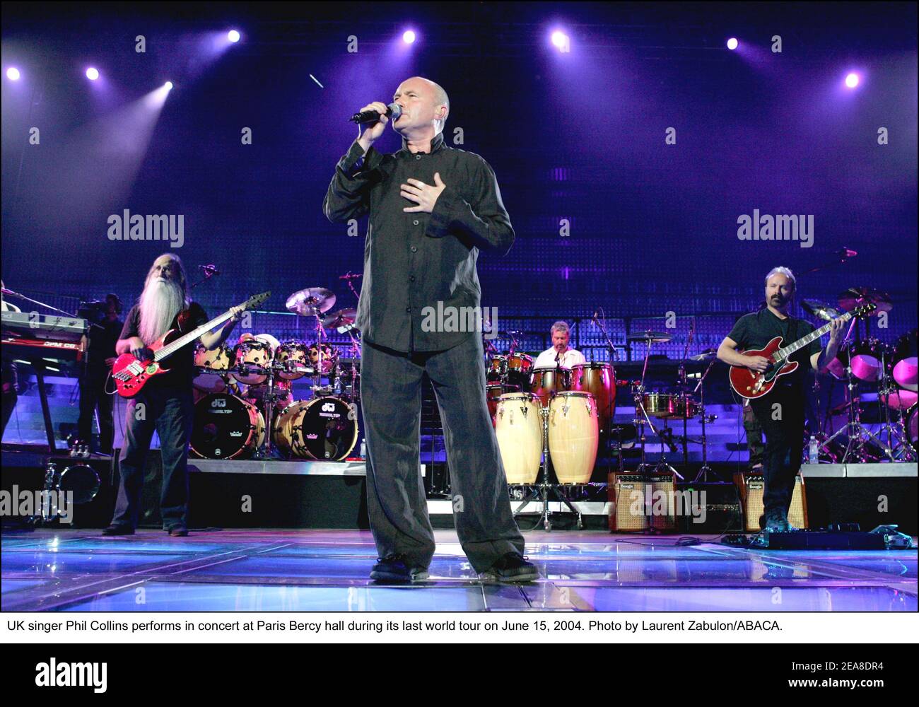 UK singer Phil Collins performs in concert at Paris Bercy hall during ...
