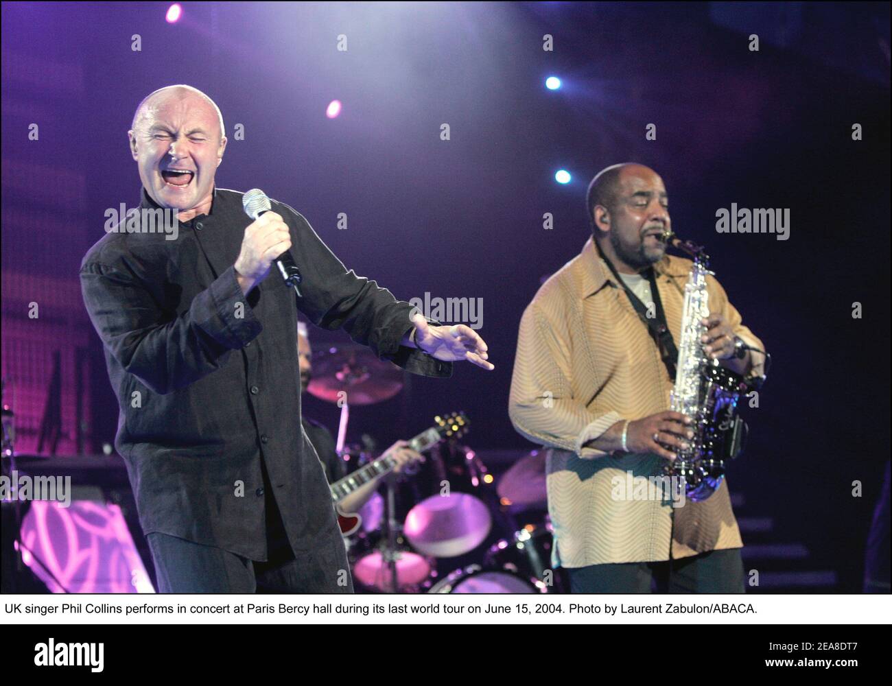 UK singer Phil Collins performs in concert at Paris Bercy hall during ...