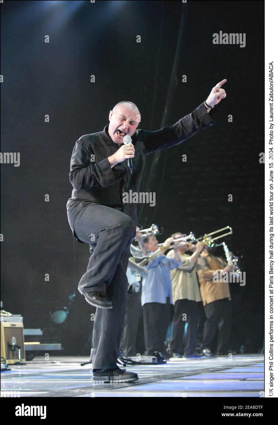 UK singer Phil Collins performs in concert at Paris Bercy hall during ...