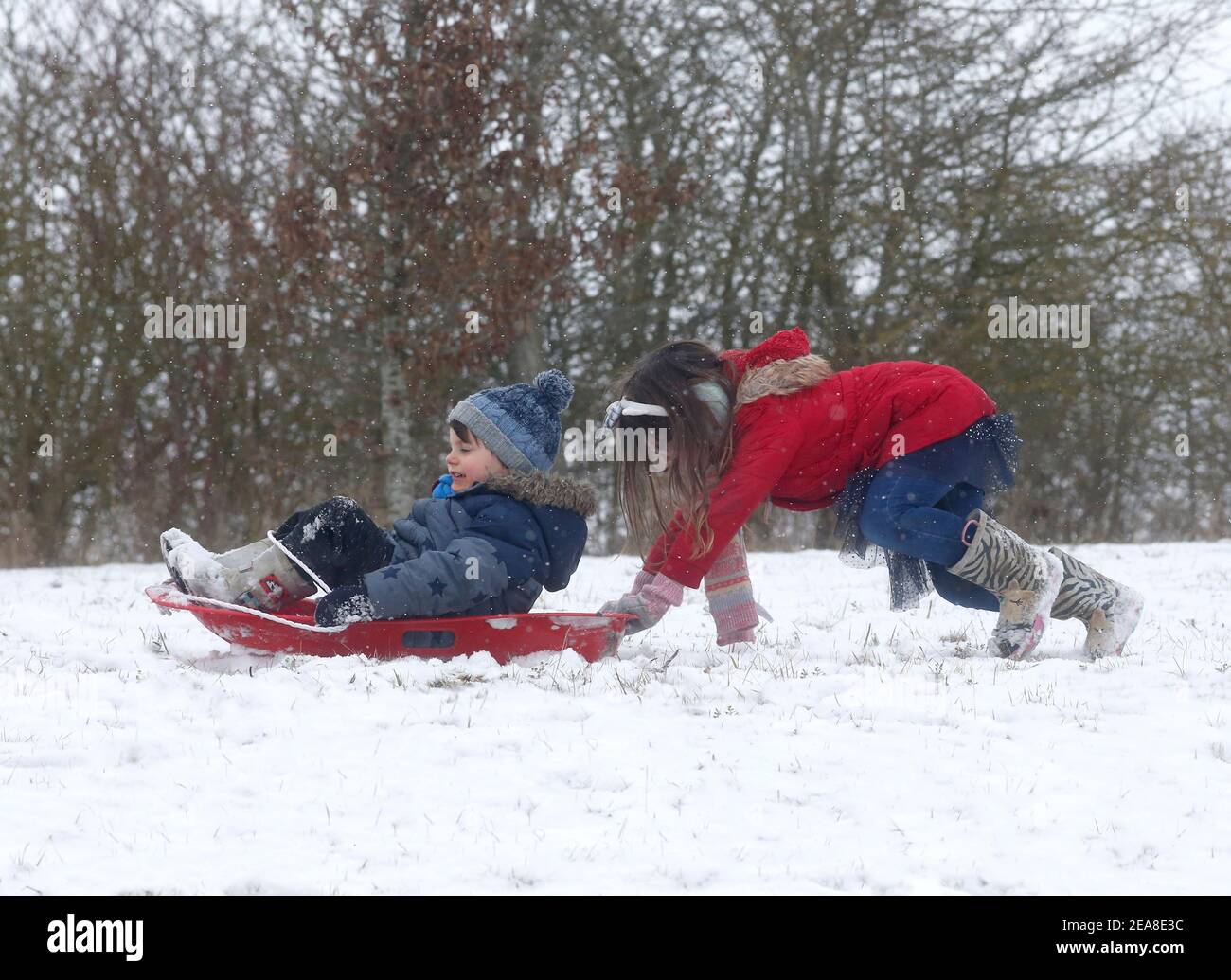 Haverhill, Suffolk, UK. 8th February 2021. Ivy Mitchell 5 and Albert ...