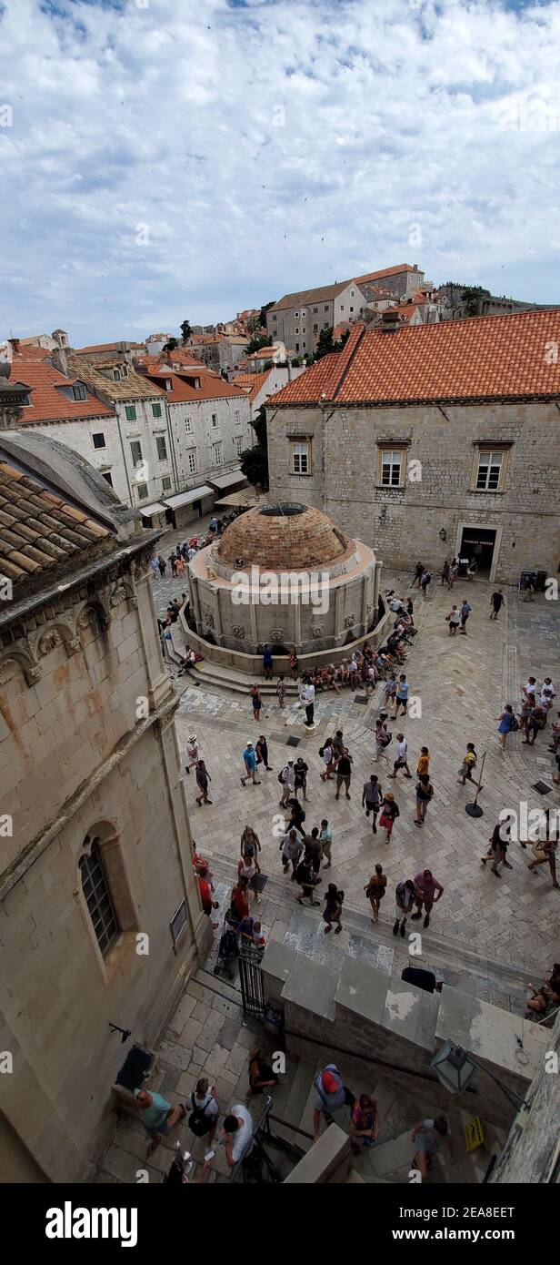 People gathering in the main square in Dubrovnik, Croatia Stock Photo ...