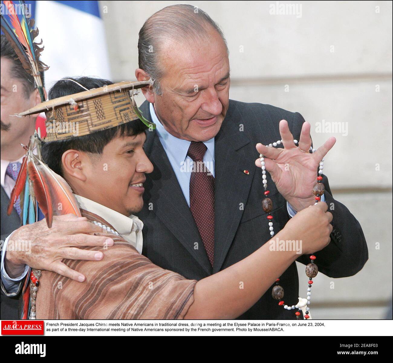 French President Jacques Chirac meets Native Americans in traditional ...