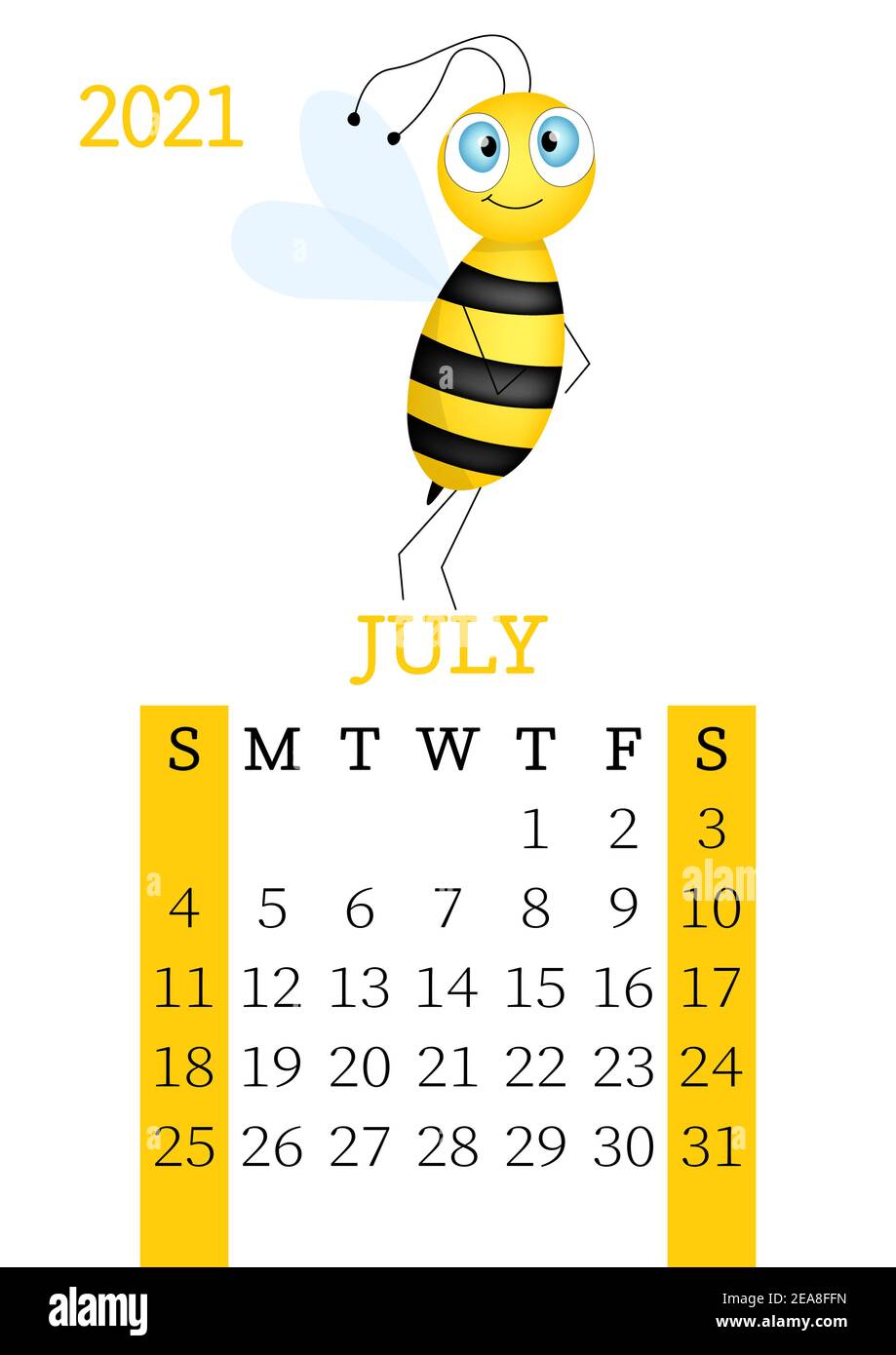 Calendar 2021. Monthly calendar for July 2021 from Sunday to Saturday ...